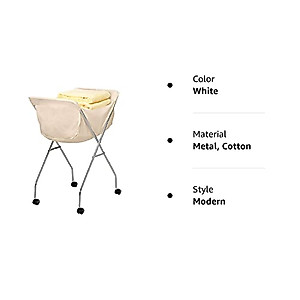 EasyComforts Laundry Cart With Wheels, Collapsible with Removable Liner, Rolling Hamper Cart with Tubular Metal Frame, White Bag Included – Measures 23" x 18" x 32"