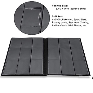 AITIME Sport Fans Gaming Card Collection Binder, 360 Side Loading Trading Card Collection Book MTG Yugioh Cards Protection Holder Playing Cards and Coupons Protector Storage Book (Black)