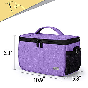 YARWO Sewing Accessories Organizer, Craft Storage Bag for Sewing Tools and Supplies, Purple