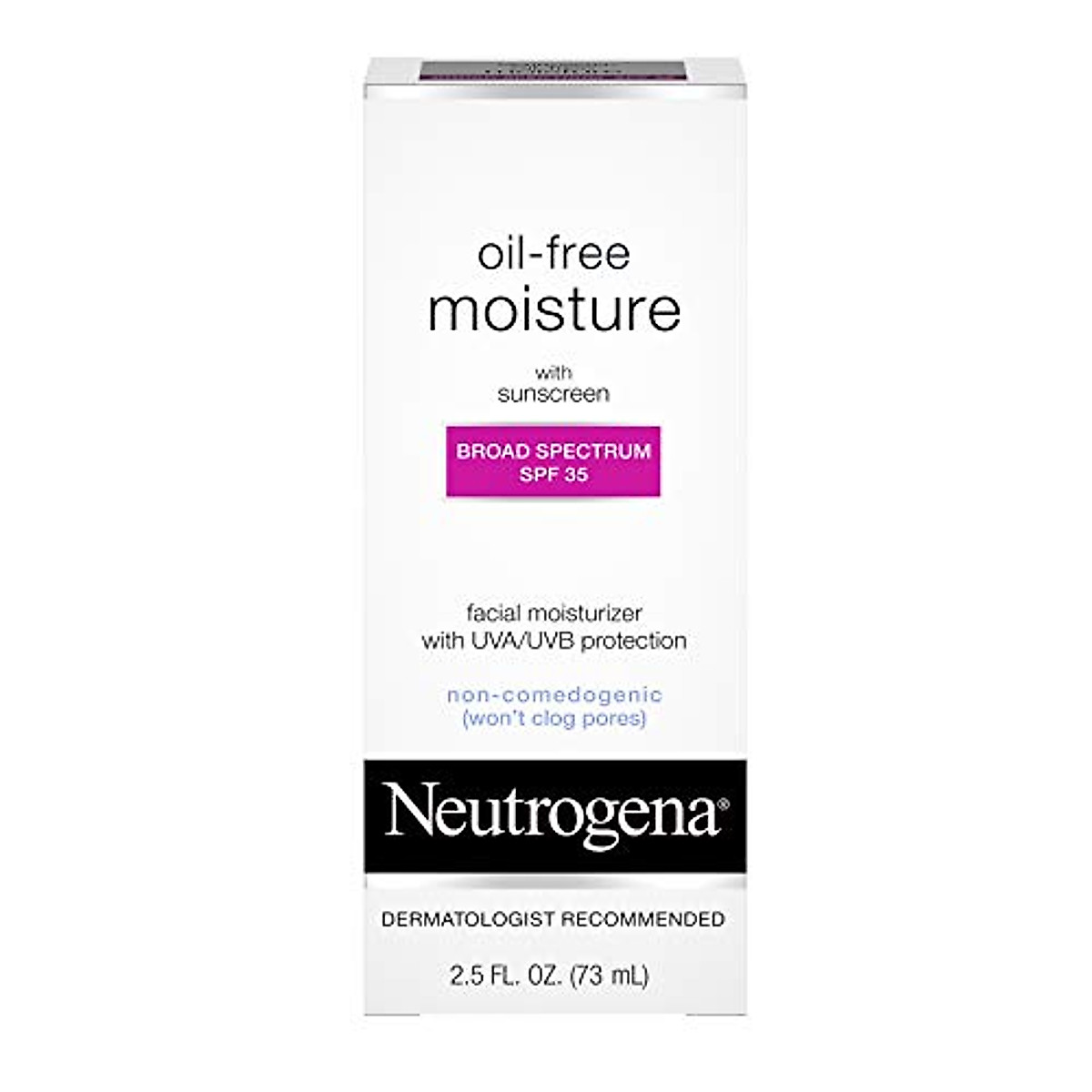 Neutrogena Oil-Free Daily Long Lasting Facial Moisturizer & Neck Cream with SPF 35 Sunscreen & Glycerin, Non-Greasy, Oil-Free & Non-Comedogenic Face Moisturizer, 2.5 fl. oz
