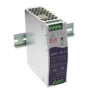 Mean Well WDR-120-24 Industrial DIN Rail Power Supply, Single Output 24VDC, 5A, 120W