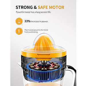 GDOR 41 Oz Citrus Juicer with Spiral-Shape Cone, Powerful Orange Juicer, Electric Juicer for Lemon, Lime & Others Citrus Fruits, Grapefruit Juice Extractor with Easy Pour Spout, BPA-Free, Easy Clean