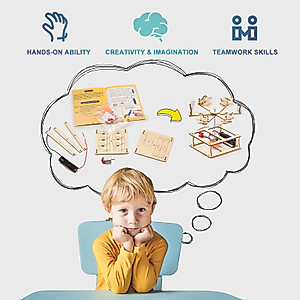 Yutin 5 in 1 STEM Kits for Kids，Wood Craft Kit for Boys Age 8-12, DIY Science Building Projects for 6-8, 3D Wooden Puzzles Assembly Model Set, STEM Crafts for Girls Age 6 7 8 9 10 11 12 14 Year Old