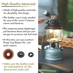3000005094 For Coleman Lantern Stove Pump Cup Replacement Kit with Leather Pump Cap,Metal Nut and Plastic Cap for Air Seal (Compatible with Coleman Multiple Models)-1 Pack
