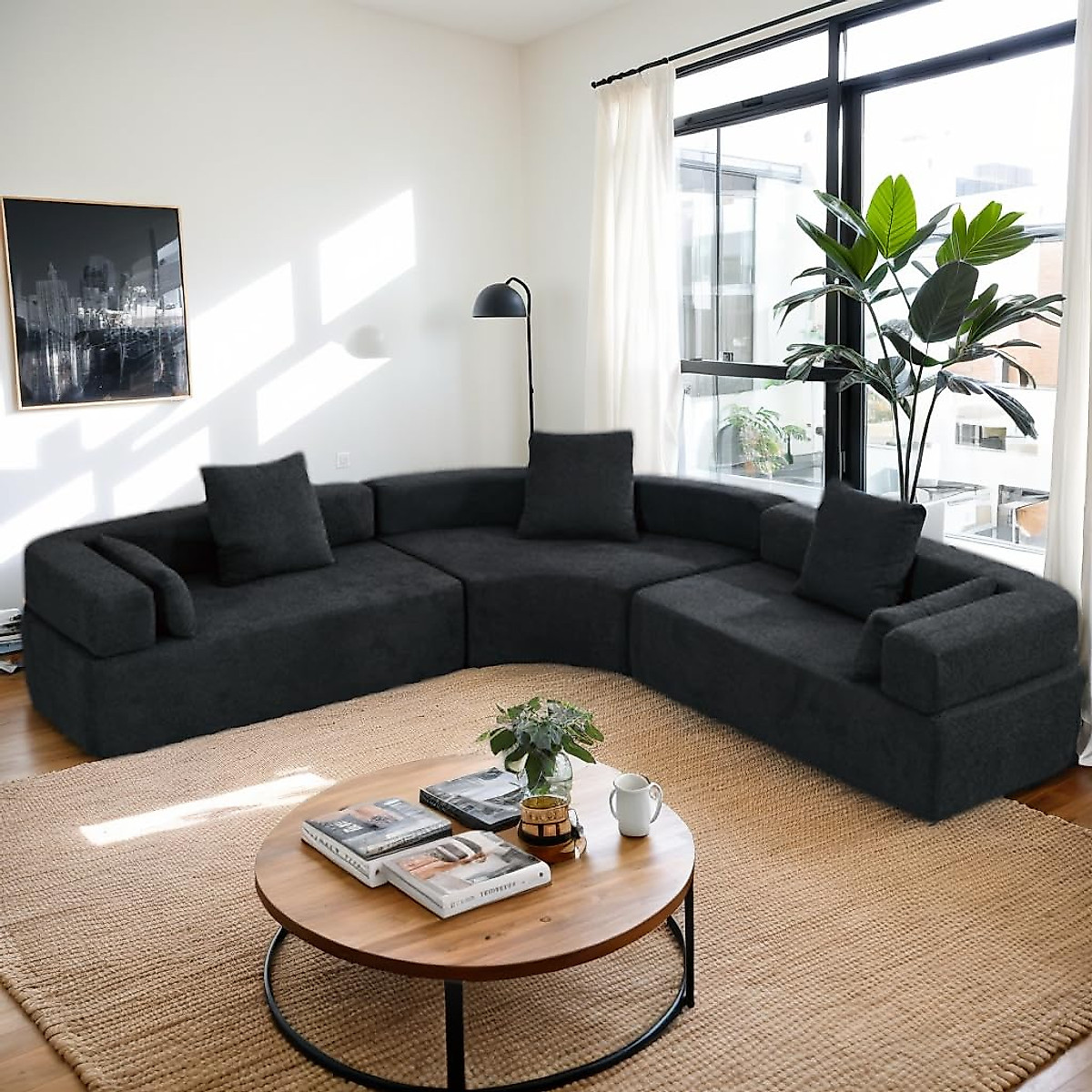 Guo Baitur Oversized Couch – Curved Sofa Bed for Living Room, Boucle Fabric, Unique Design