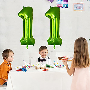 Xihuimay Number 11 Balloons 40 inch Digital Balloon Alphabet 11 Birthday Balloons Digit 11 Helium Balloons Big Balloons for Birthday Party Supplies Wedding Bachelorette Bridal Shower, Green Number 11