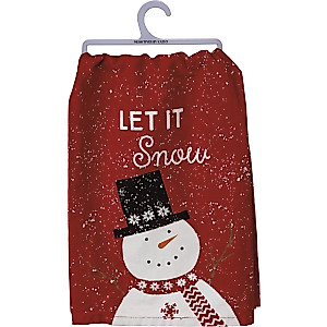 PBK Primitives by Kathy 2 Piece Bundle Red Christmas Kitchen Towels, Merry Christmas and Let It Snow