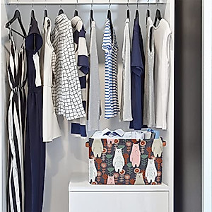 Buvan Fabric Storage Bins Cute Polar Bear Small Shelf Basket With Handles Decorative Cubes Box Organizer Containers for Shelves Home Office Decor