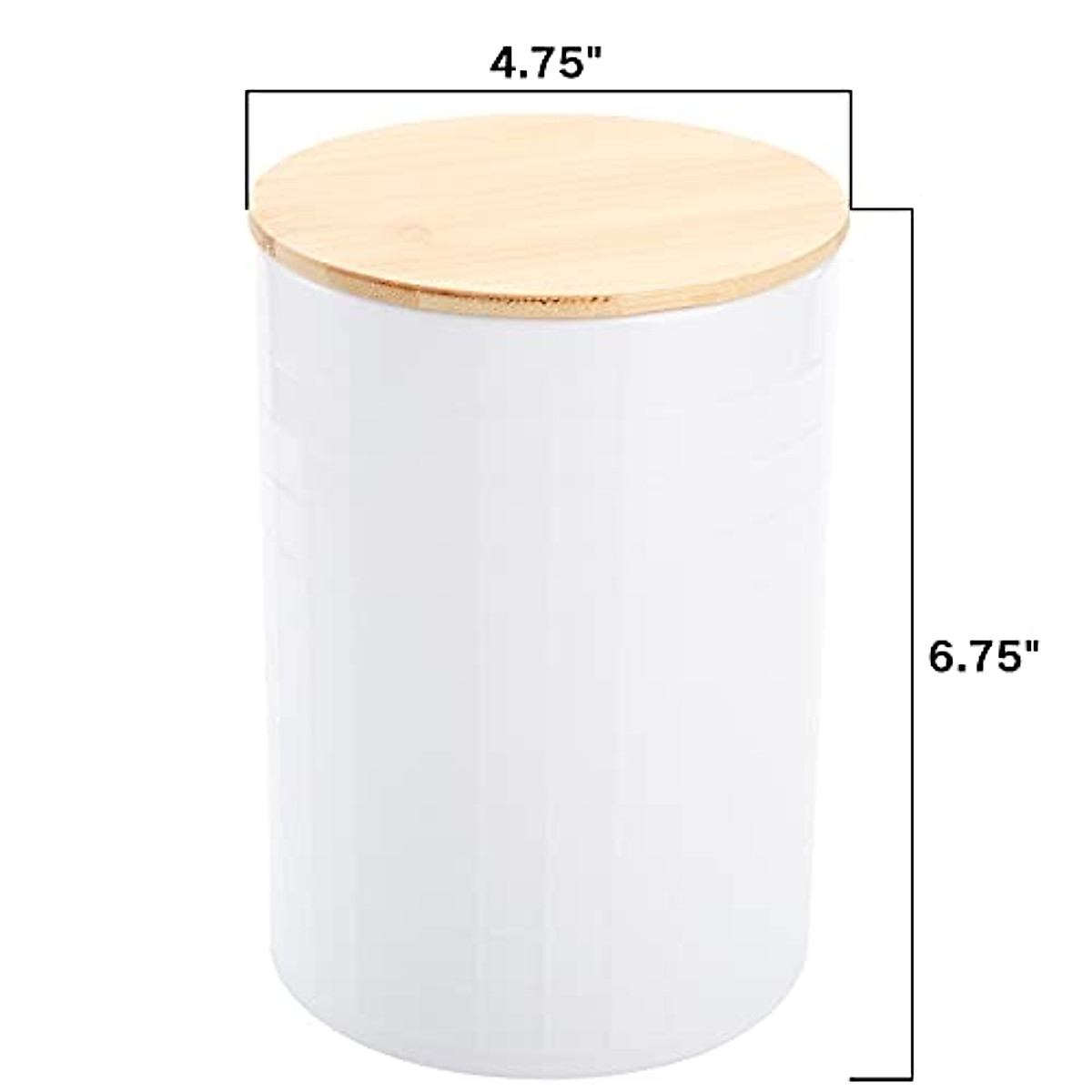 Fasmov 3 Pack Kitchen Canisters with Bamboo Lids, Perfect Coffee Tea Food Storage Candy Sugar Canisters, Modern Design Jar Kitchen Container, Airtight Metal Canister Set (White)