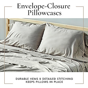 Bamboo Bay 6 Piece King Size Sheet Set, 100% Viscose Made from Bamboo, Breathable Ultra Soft Cooling Bed Sheets for Hot Sleepers, Beddings with Deep Pockets Fit 16" Mattress, Light Grey