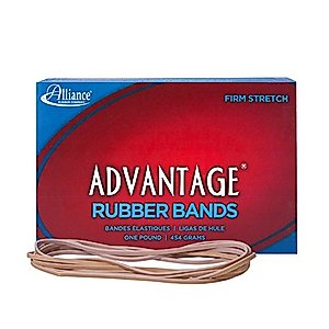Alliance Rubber 27405 Advantage Rubber Bands Size #117B, 1 lb Box Contains Approx. 200 Bands (7" x 1/8", Natural Crepe) , Beige