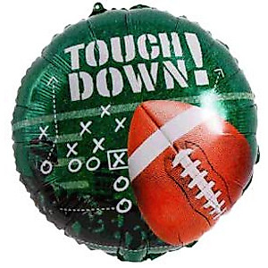 Hall & Perry Game Day Football Balloon Kit with Mylar Letters and Footballs and Latex White Green and Black Balloons
