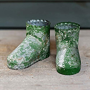 Kelendle Metal Old Boot Flowers Pot Creative Retro Shoe Shaped Planter Pot 7 Inch for Succulent Aloe Cactus Herbs Orchids Faux Bonsai Container Indoor Outdoor Home Garden Patio Yard Decoration (S)