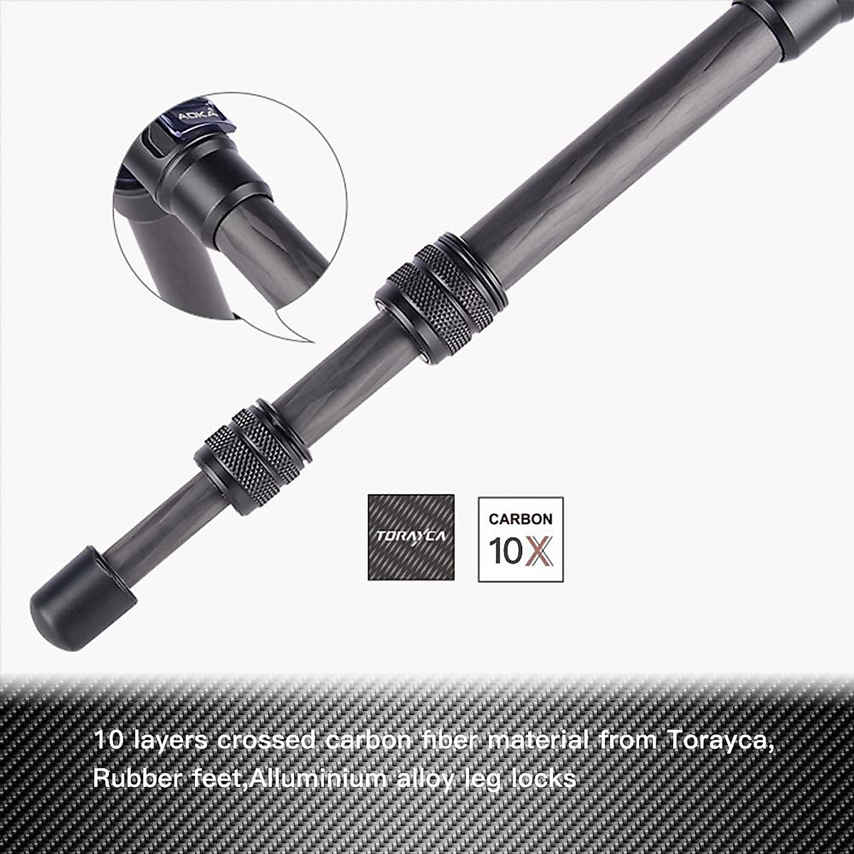 AOKA 28in/1.1lb Lightweight Compact Carbon Fiber Tripod with 360° Ballhead Travel Mini Tripod for Mobile Phone and Compact Mirrorless Cameras Black
