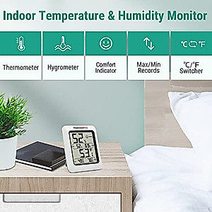 ThermoPro TP50 2 Pieces Digital Hygrometer Indoor Thermometer Room Thermometer and Humidity Gauge with Temperature Humidity Monitor