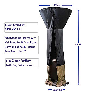 ProHome Direct Patio Heater Cover for Home Outdoor Stand Up Round Dome Heater, Weather Resistant Material, 33" D x 84" H