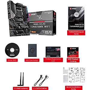 MSI MAG X570 TOMAHAWK WIFI Motherboard (AMD AM4, DDR4, PCIe 4.0, SATA 6Gb/s, M.2, USB 3.2 Gen 2, AC Wi-Fi 6, HDMI, ATX)