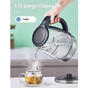 COMFEE' Rice Cooker Small, 8 Cups Cooked(4 Cups Uncooked) 6-in-1 Stainless Steel Multi Cooker, Slow Cooker, Steamer & COMFEE' Glass Electric Tea Kettle & Hot Water Boiler, 1.7L Bundle
