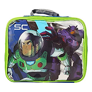 Disney Bundle Buzz Lightyear Backpack and Lunch Bag Set - 6 Pc Bundle with Buzz Lightyear Backpack, Buzz Lightyear Lunch Box, Water Bottle, Stickers, Tattoos, and More (Buzz Lightyear Bags for Kids)