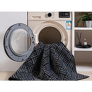 KORBLISS Ultra-Soft Microfiber Non-Slip 6x9 Area Rug, Luxurious Machine Washable Carpet for Bedrooms, Living Rooms, and Kids' Rooms, Jacquard Black