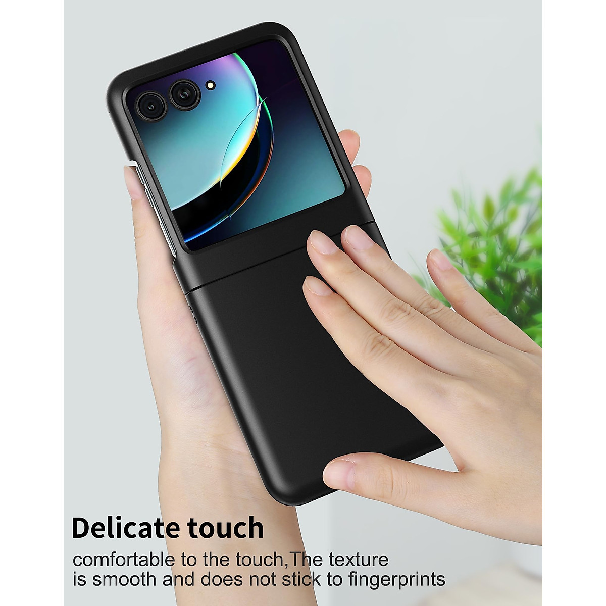 Foluu Slim Fit Case for Motorola Razr Plus 2023, with 1 Pack Soft Inner TPU Moto Razr Plus 2023 Screen Protector, 1 Pack Front Built-in Screen Protector, Matte PC Cover for Motorola Razr+ 2023 Black