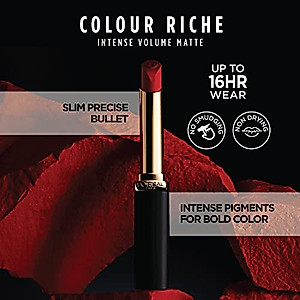 L'Oreal Paris Colour Riche Intense Volume Matte Lipstick, Lip Color Infused with Hyaluronic Acid for up to 16hr All Day Comfort, Le Nude Admirable, 0.06 Oz