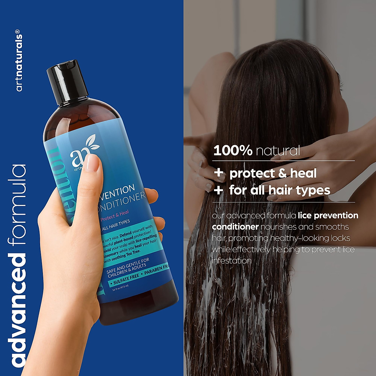artnaturals Lice Prevention Conditioner (16 Fl Oz / 473ml) - with Rosemary & Tea Tree - Shield for Adults & Kids - Safe for Daily Use - Sulfate & Paraben Free - All Hair Types