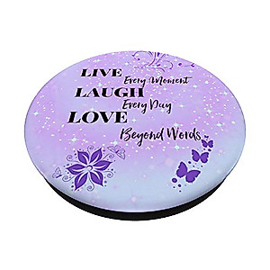 Phone Pop Up Button Holder,Live Laugh Love Purple Butterfly PopSockets PopGrip: Swappable Grip for Phones & Tablets