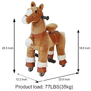 Ride On Horse Natural Mechanical Kids Real Walking Horse Small Unicorn Horse Toddlers Plush Pony Riding Horse for Age 3-6 (Brown, 3-6Years)