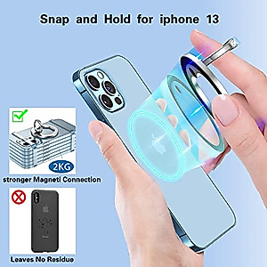 AUROX Magnetic Phone Ring Holder for iPhone 14 13 12 Magnetic Phone Grip for Magsafe Accessories 360° Rotation Adjustable Phone Finger Ring Grip Stand【Removable for Wireless Charging】(Silver)