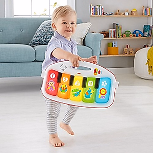 Fisher-Price Baby Playmat Deluxe Kick & Play Piano Gym & Maracas With Smart Stages Learning Content, 5 Linkable Toys & 2 Soft Rattles [Amazon Exclusive]
