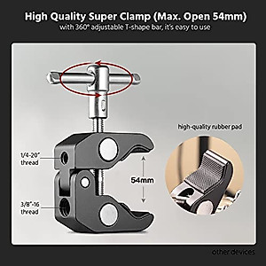 MOSHUSO Camera Mount Clamp with 360° Ballhead Arm, for DSLR Camera/Field Monitor/LED