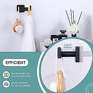 Angle Simple Double Towel Hook Matte Black, SUS304 Stainless Steel Bathroom Robe Holder, Shower Towel Hanger Wall Mounted