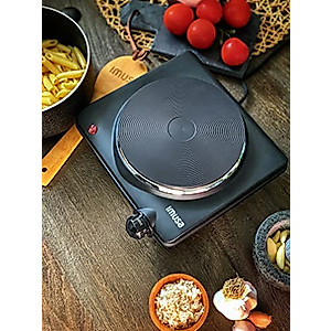 IMUSA Countertop Electric Hot Plate or Single Burner with Power Indicator Lights, Black