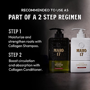 MARO17 Collagen Shampoo Mild Wash - Deep Cleansing Anti Danfruff Shampoo for Men - Removes Dandruff, Hydrates Scalp & Stimulates Collagen Production for Thicker, Fuller Hair - Soothes Dry, Flaky Scalp