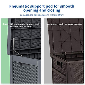 Cozy Castle 100 Gallon Outdoor Storage Box, Deck Box, Resin Pool Toy Storage, Patio Storage, Outdoor Cushion Storage, for Garden and Pool, Gray