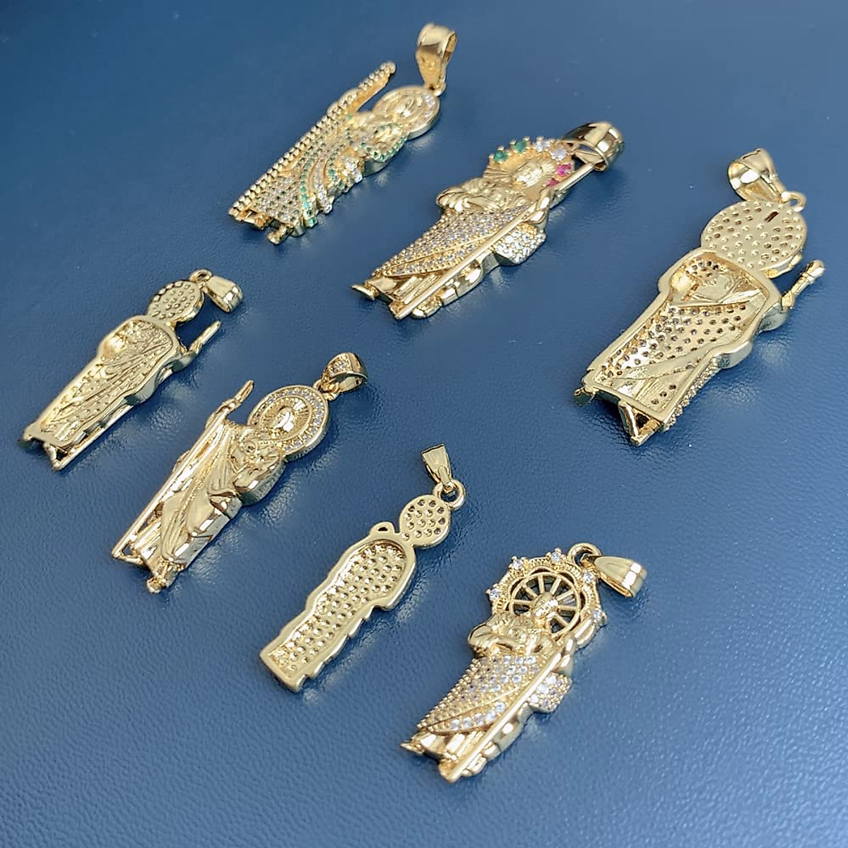 18K Gold Plated Saint Jude Necklace, 24In San Judas Tadeo Pendant Necklace (ST-1)