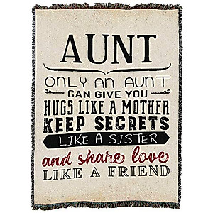 Only an Aunt Can Give You Hugs Like a Mother Blanket - Gift Tapestry Throw Woven from Cotton - Made in The USA (72x54)