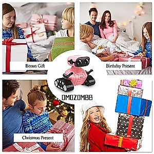 OMOZOMBB Robot for Kids Toy-Rechargeable Remote Control Robot Toys,Toy with Music and LED Eyes,Dance Moves,for Girls Toys Age 6-8 2-7 Pink Robot Toy - Shiny Pink