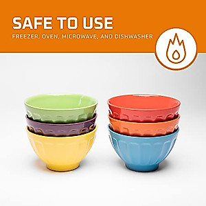 Bruntmor Porcelain 14 Ounce Bowl for Cereal, Soup, Rice, Desert, Ice Cream, Snack Server, Multicolor LEAD and CADIMUM FREE, Dishwasher & Oven Safe- Set Of 6