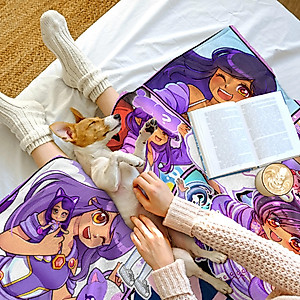 Anime Blanket Gifts for Girls 40"x50" Kawaii Throw Blanket for Anime Lovers, Teen, Girls Kids Black Soft Flannel Blankets Anime Room Decor for Couch, Sofa Bed (Anime 5, 40" x 50" for Kids)