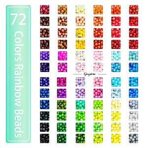 Gaspletu 1800PCS 8mm Glass Beads Bracelet Making Kit, 72 Colors Crystal Beads for Jewelry Making, 3 Box Round Beads Suitable for Beginners