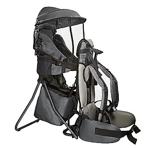 ClevrPlus Cross Country Baby Backpack Carrier, Grey, Toddler Hiking Backpack with Comfortable Seat, Adjustable Straps & Belt, Foldable Frame Lightweight Large Capacity Child Carrier for Outdoor