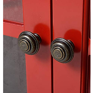 American Furniture Classics OS Home and Office Accent and Display Cabine Glass Door Cabinet, Red Paint