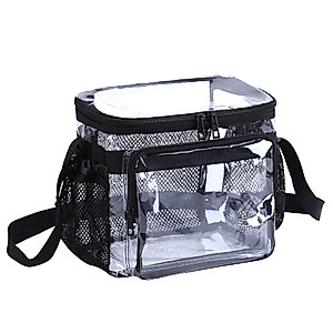 BORMELUN Stadium Approved Clear Lunch Bag - Heavy Duty, Large Transparent Clear Lunch Box for Men & Women, Ideal for Work and Correctional Officers(black)