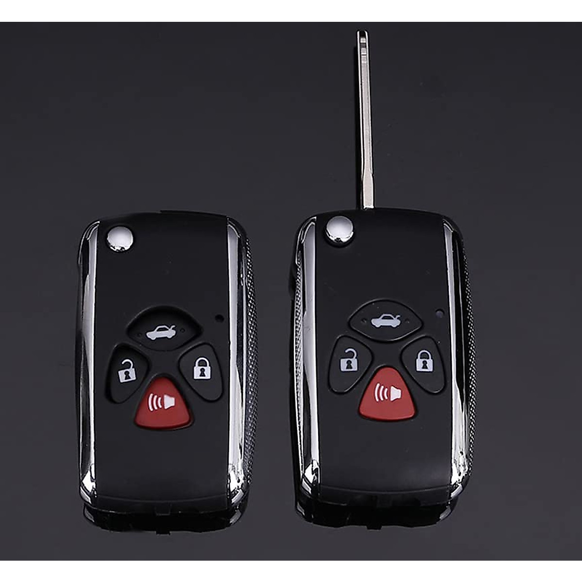 KEMANI Uncut Blade Modify Flip Folding Remote Key Shell Refit for Toyota Camry Avalon Corolla Matrix RAV4 Venza Keylless Fob Case 4 Button No Chips