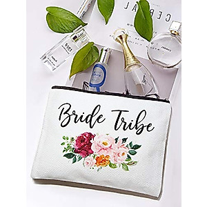 ECOHIP 6 Pack Bride Tribe Makeup Bag Bridesmaid Proposal Gifts Bridal Shower Party Bachelorette