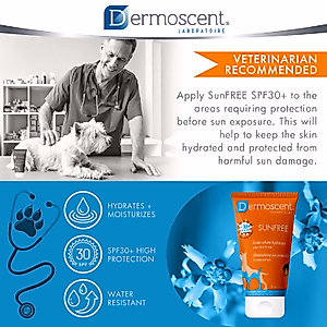 Dermoscent SunFREE SPF30+ Cat & Dog Sunscreen - Safe & Natural Mineral Sunscreen Moisturizing Sun Protection - 30 Ml / 1 Fl. Oz.