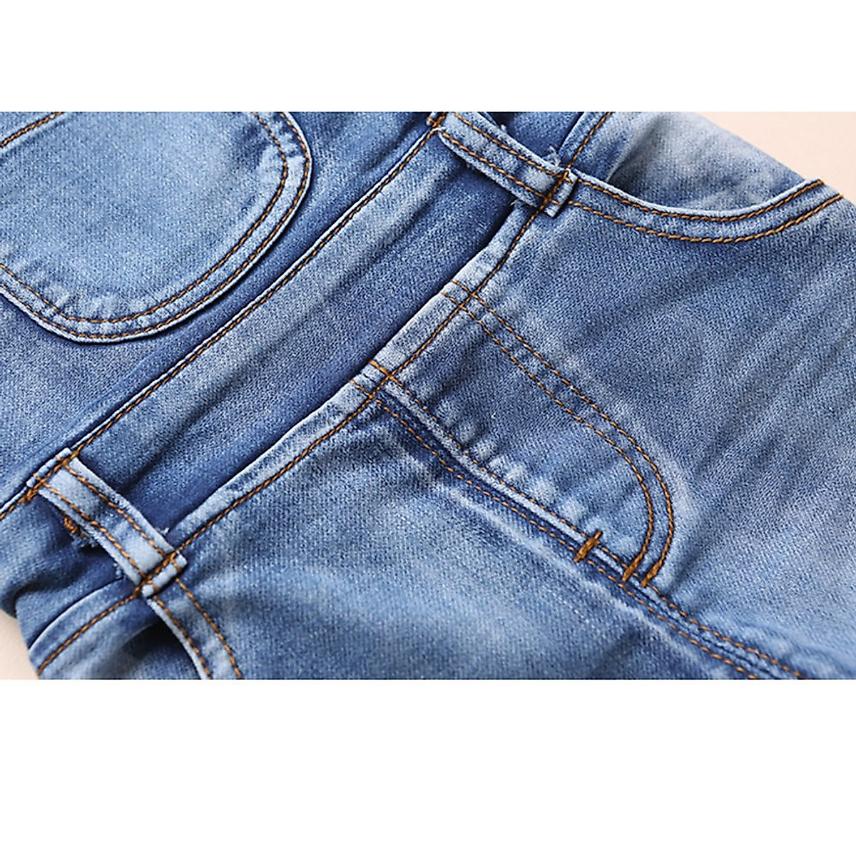 KIDSCOOL SPACE Baby & Little Boys/girls Plaid Lining Denim Overalls Jeans,Light Blue, 6-12 Months