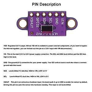 ALAMSCN VL53L0X Time-of-Flight (ToF) Laser Ranging Sensor Breakout VL53L0XV2 Laser Flight Distance Measurement Module I2C IIC for Arduino(Pack of 4)